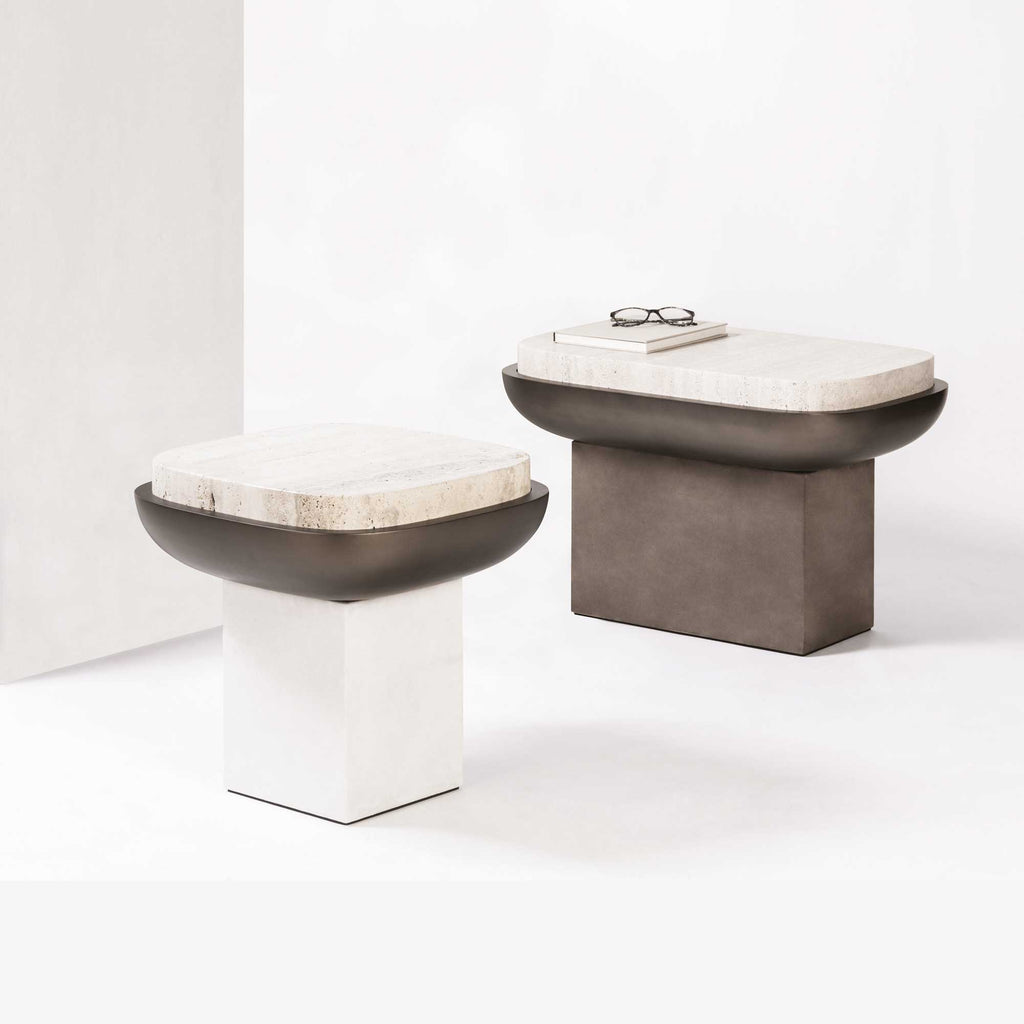 OLYMPIA MARBLE SIDE TABLE RECTANGULAR – FREEMAN GALLERY