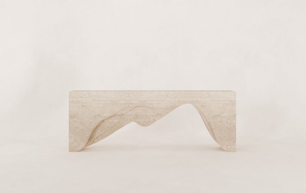 HARMONY V2 WHITE TRAVERTINO CONSOLE – FREEMAN GALLERY