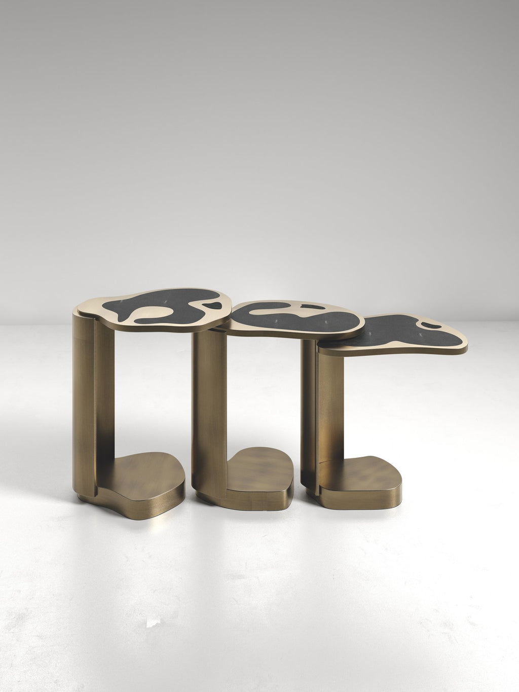 MASK BLACK PEN SHELL NESTING SIDE TABLES – FREEMAN GALLERY