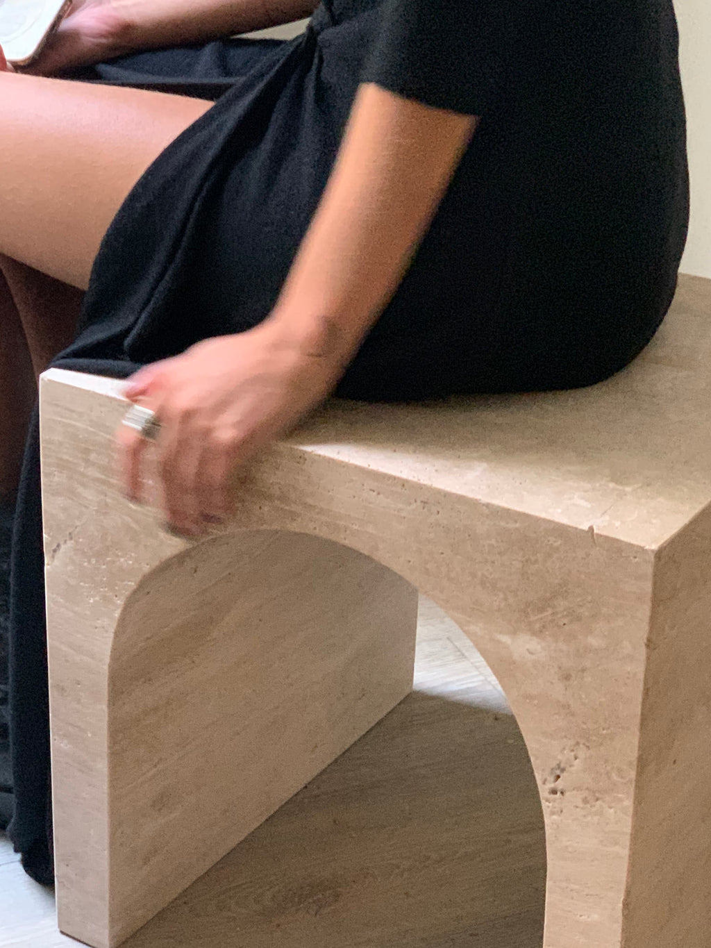 PUENTE TRAVERTINE SIDE TABLE – FREEMAN GALLERY