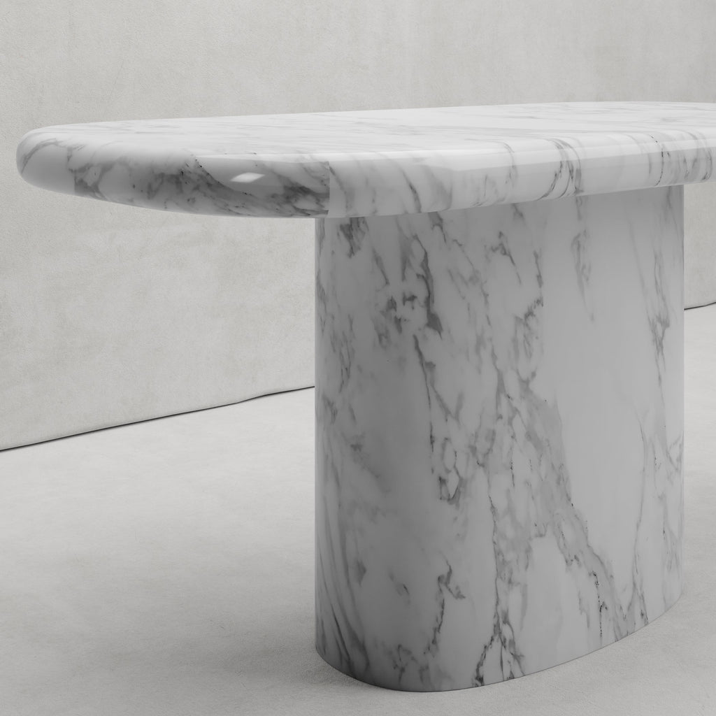FYAZ DINING TABLE IN CALACATTA MARBLE – FREEMAN GALLERY