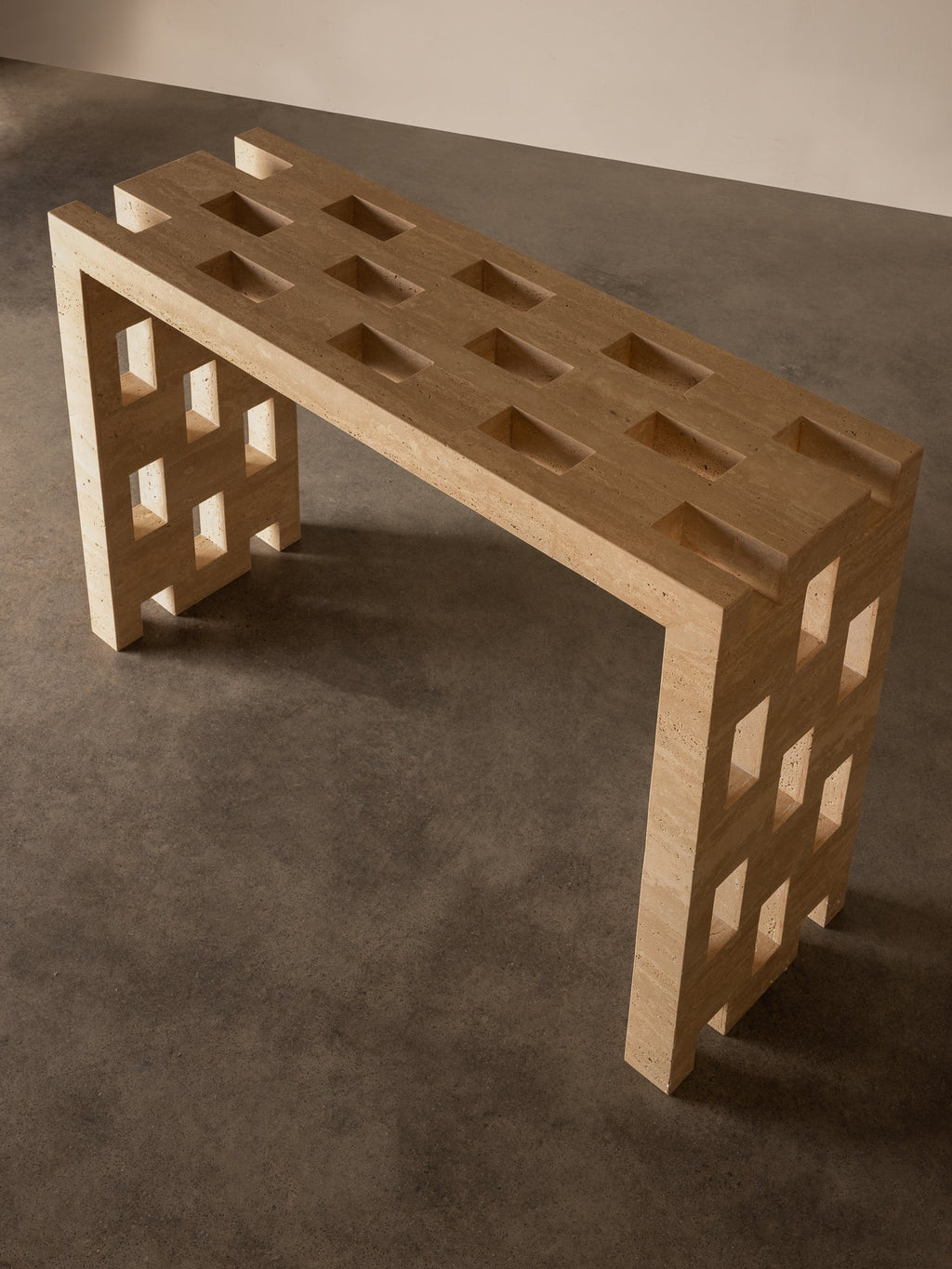VIVI TRAVERTINE CONSOLE – FREEMAN GALLERY
