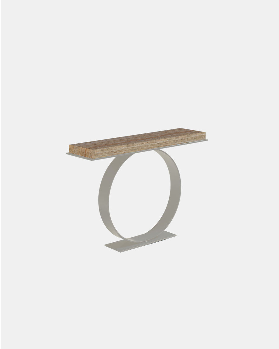 NANO WALNUT TRAVERTINE CONSOLE – FREEMAN GALLERY