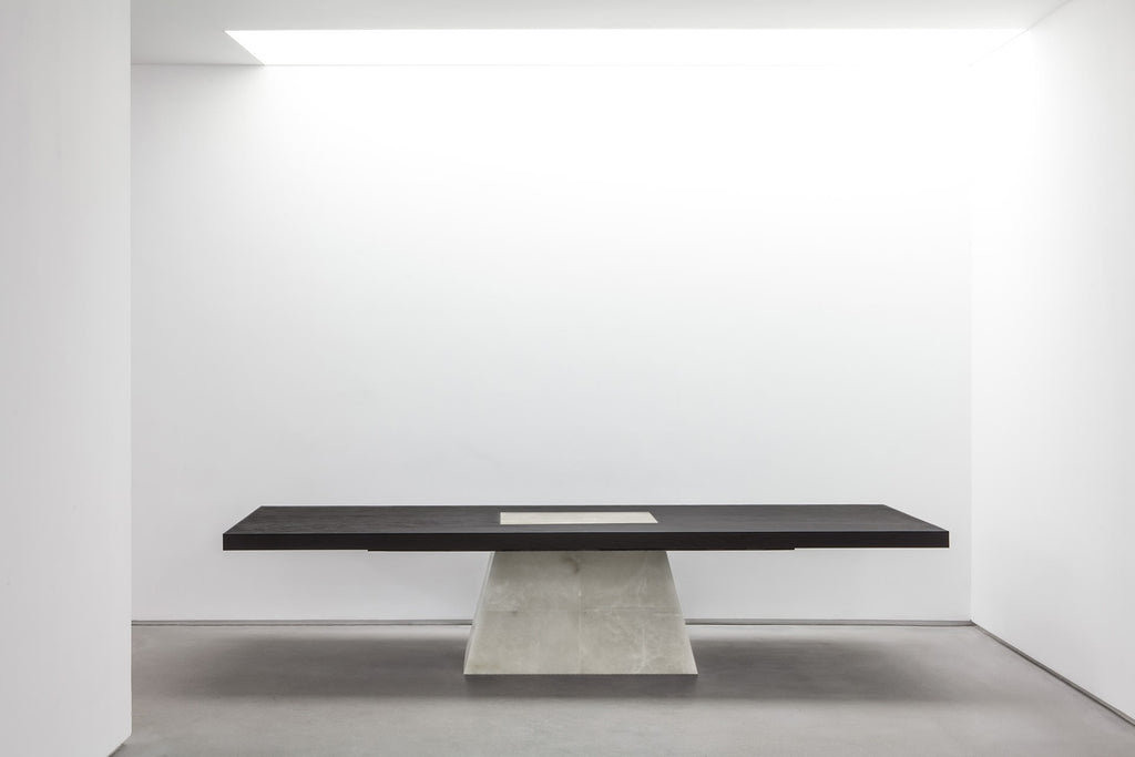 PLUG TABLE IN ALABASTER AND BLACK PLYWOOD – FREEMAN GALLERY