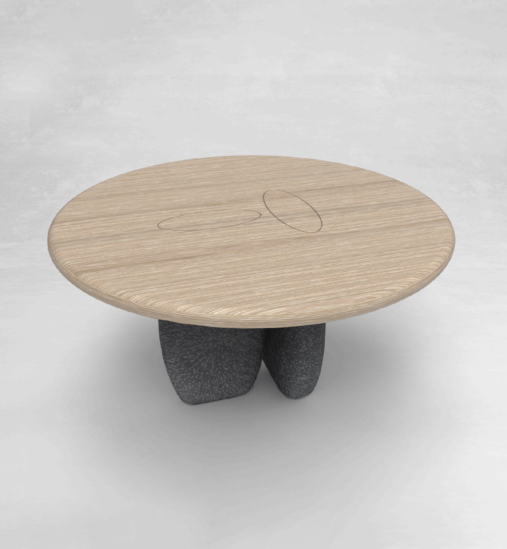 GALET OAK DINING TABLE ROUND STONE LEGS – FREEMAN GALLERY
