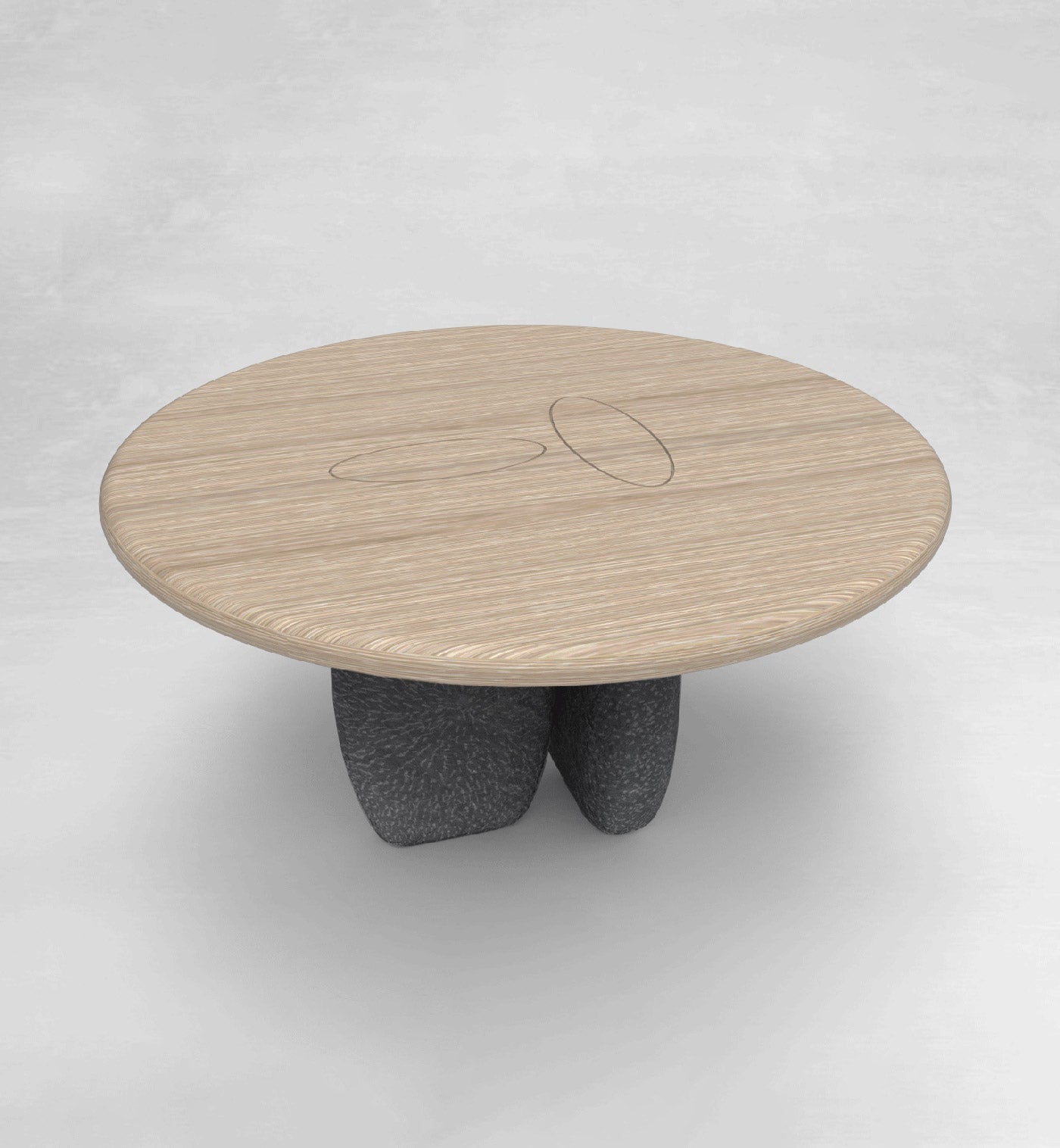 GALET OAK DINING TABLE ROUND STONE LEGS – FREEMAN GALLERY